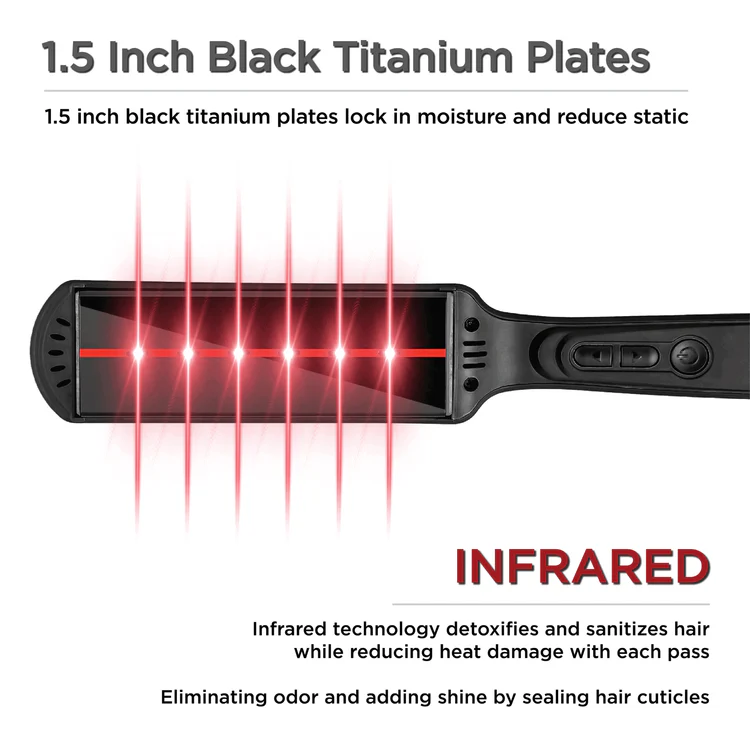 Premium Infrared Black Titanium Flat Iron 1.5"